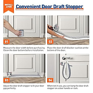 MAGZO Under Door Draft Stopper 36 Inch, Weighted Animal Noise Blocker for Door, Cat Draft Guard with Hook Loops
