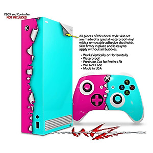 WraptorSkinz Skin Decal Vinyl Wrap compatible with the XBOX Series S Console and Controller Ripped Colors Hot Pink Neon Teal (GAMING CONSOLE NOT INCLUDED)