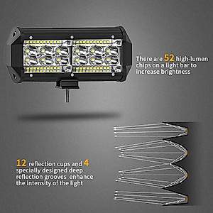 7 Inch LED Light Bar, 240W 24000lm LED Pod Lights for Tractors, LED Work Lights for Truck, Spot Flood Combo Beam Off Road Light Pods Fog Lights for Boat Trailer Pickup Car RZR ATV UTV RV, 6 Pack