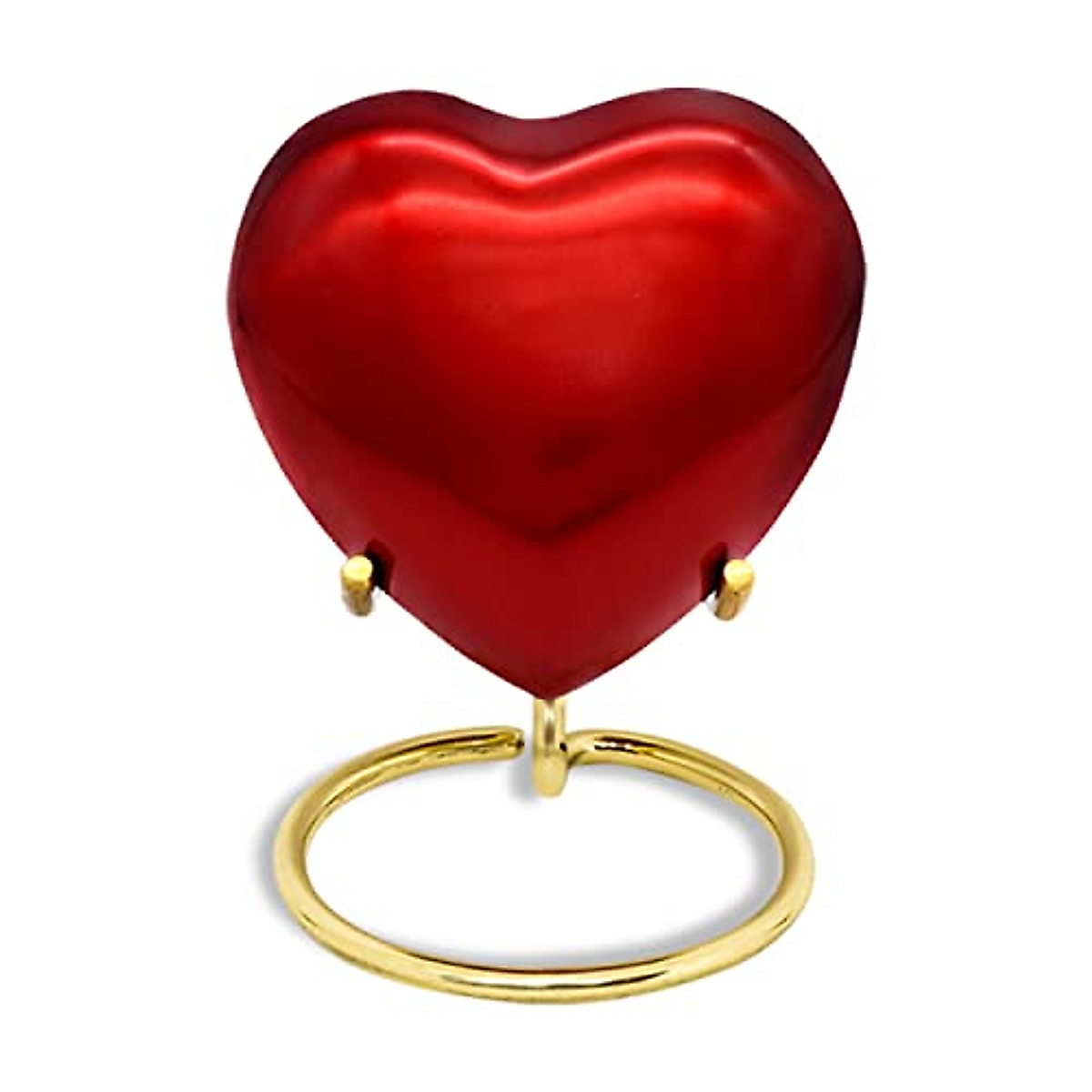 Red Heart Cremation Urn - Heart Keepsake Urn for Human Ashes with Premium Box & Heart Urn Stand - Handcrafted Red Urn for Ashes - Small Heart Shaped Urn - Mini Urn for Your Loved Ones