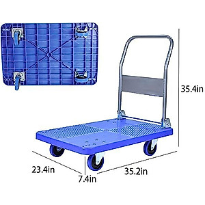 Uholan Slightly Mute Platform Trucks Trolley Folding Flatbed Trailer Pull Cargo Flatbed Move House Shopping Cart Load-Bearing 880lb