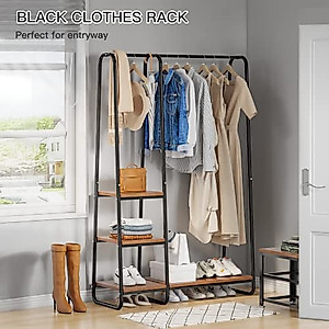 Raybee Clothing Rack 67”H Clothes Rack with Shelves Clothing Racks for Hanging Clothes Heavy Duty Garment Rack Portable Clothing Rack with Shelves Free Standing Wardrobe Closet 67" Hx39.8 Lx15.8 D