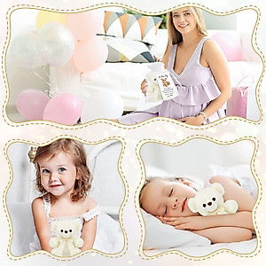 HyDren Angel Bear Plush Stuffed Animal Bear Sympathy White Bear Dolls Gift Ribbon Bow and Condolences Card for Kid Boy Girl Funeral Memorial Comfort Loss of Loved One