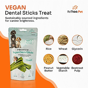 7 Pcs Premium Vegan Dental Sticks for Dogs, All Natural Dog Dental Chew, Dog Teeth Cleaning Chews, Dog Breath Treats for Dog's Oral Hygiene, Dog Chews for Cleaning Teeth, Small Dog