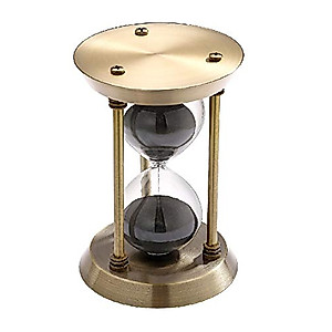 SuLiao Sand Timer 5 Minute Hourglass: Vintage Brass Black Sand Clock, Small Sand Watch 5 Min, Reloj De Arena 5 Minutos,Unique Antique Hour Glass Sandglass for Office Desk Home Gifts Kitchen Decorative