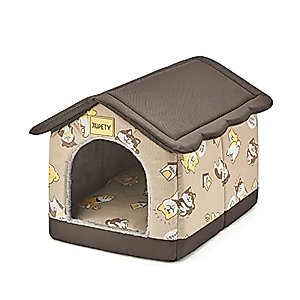 Jiupety Cozy Pet Bed House, Indoor/Outdoor Pet House, S Size for Cat and Small Dog, Warm Cave Sleeping Nest Bed for Cats and Dogs, Brown