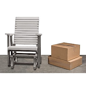 DutchCrafters Modern Horizontal Slat High Back Poly Glider Outdoor Patio Chair (Black & Blue)