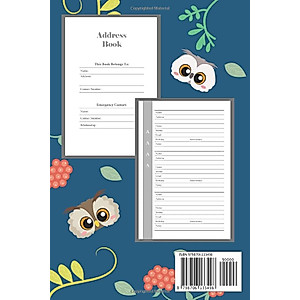Owl Address Book: Small Floral Address Book With Birthdays And Anniversaries, Alphabetical Organizer for Women