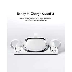 BINBOK VR Charging Dock for Meta Quest 2 with LED Light, Magnetic Charging Station for Oculus Quest 2 VR Headset and Touch Controllers, with 2 Rechargeable Batteries/Type-C Charger Cable