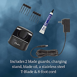 Oster Professional Cordless Hair Trimmer with Rechargeable Battery and Ergonomic Design, T-Finisher T-Blade Trimmer, Burgundy