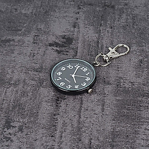 FUNGORGT Men's Pocket Watches Black Ultra Thin Quartz Small Open Face Pocket Watch with Key Buckle Clip on Pocket Watch