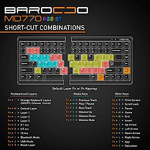 Mistel BAROCCO MD770 RGB Wireless Split Mechanical Keyboard, TKL Ergonomic Gaming Keyboard 85 Keys (Cherry MX Red Switches, Linear Lighter)