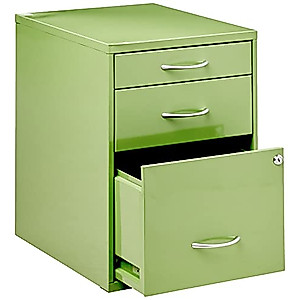 OSP Home Furnishings HPB Heavy Duty 3-Drawer Metal File Cabinet for Standard Files and Office Supplies, Green Finish