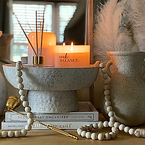 Hagao Farmhouse Beads, Natural Wood Bead Garland Rustic Country Beads with Tassles Wall Hanging Décor 57"