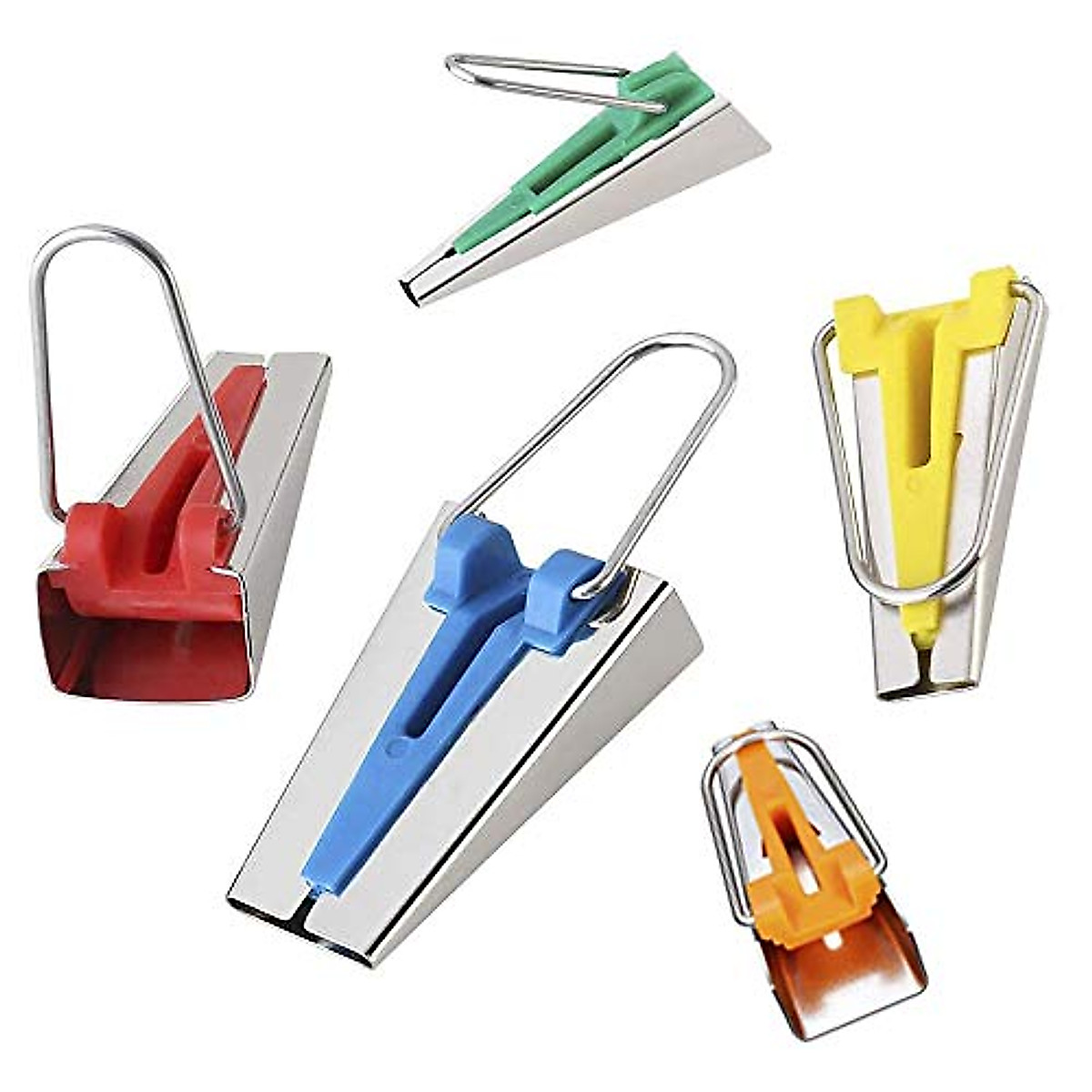 Neo LOONS Bias Tape Maker Set, Sewing Fabric Bias Tape Maker Tool Kit 6MM 9mm 12MM 18MM 25MM with 5 Pieces Cloth Clips, Awl, Sewing Craft Scissor & Soft Tape Measure Tool for Quilt Binding