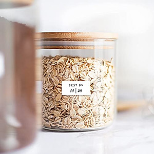 SAVVY & SORTED 146 Minimalist Spice Jar Labels & Expiration Labels | Bonus 160 Expiration Date Labels | Keep Spices Fresh with Food Date Labels | Perfect for Pantry Organization Containers