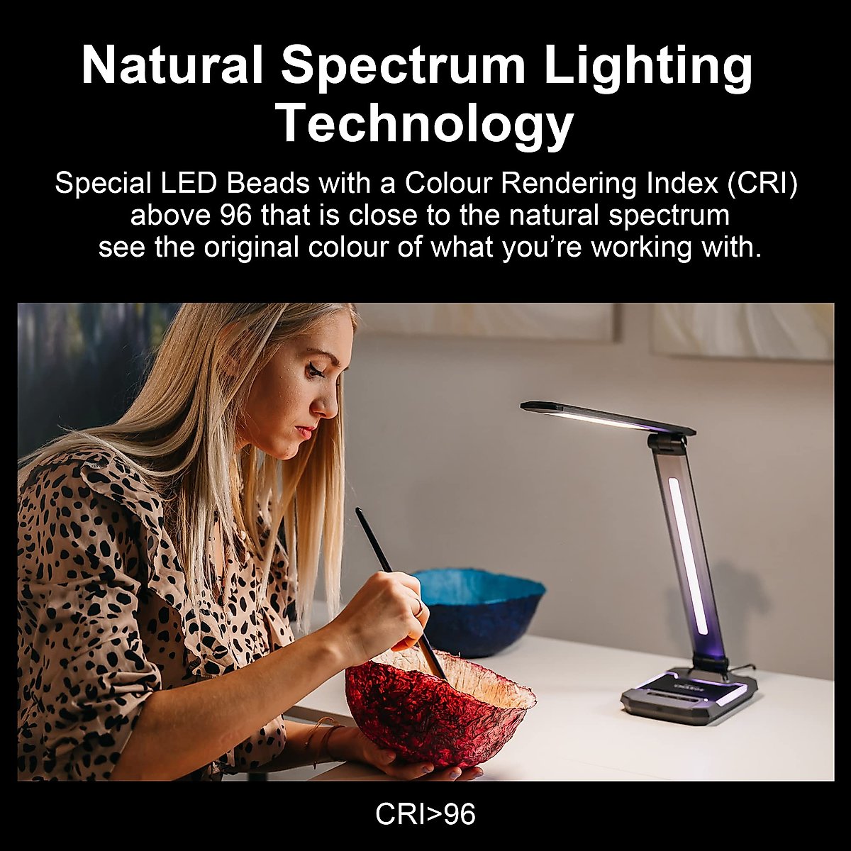 Yeslamp LED Desk Lamp with 10W Wireless and 24W USB-C Fast Charging, Ace RGB Dynamic, Natural Spectrum Desk Light,6 RGB Lighting Modes/Music Rhythm, Perfect for Gaming Setup, Live Video, Study, Home