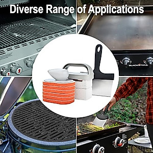 Griddle Cleaning Kit for Blackstone- Heavy-Duty Metal Scraper, 2 Grill Cleaning Blocks, and 6 Scouring Pads with Holder - Ultimate Flatop Maintenance Set