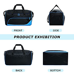 21 inch Mens Gym Bag Ultimate Large Overnight Weekender Duffle Bag for Travel Sport (Blue/Black)