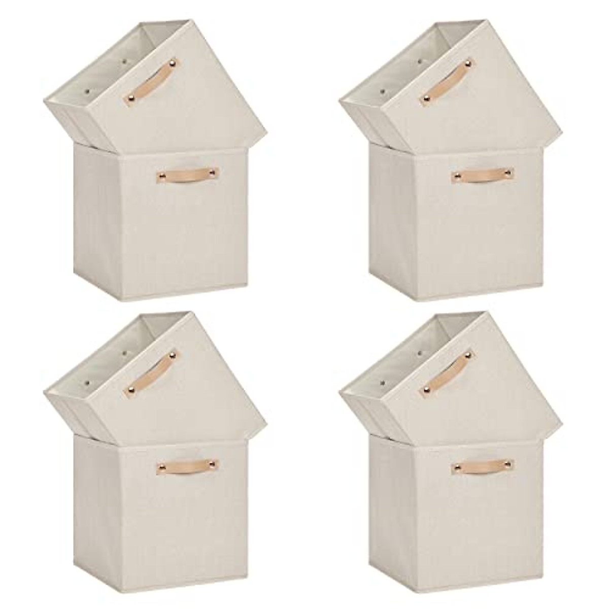 EvanColin Cube Storage Bins, Square Storage Cubes 13x13, Fabric Storage Cubes, 8 Pack Collapsible Storage Cube Bins for Shelves, Fabric Storage Bins for Home, Bedroom(Beige)