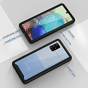 seacosmo Case for Samsung A71 5G, Full Body Shockproof Cover with Built-in Screen Protector, Slim Bumper Protective Phone Case for Galaxy A71 5G - Black/Clear