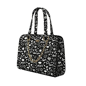 XOXO Women's Handbag Large Black Graffiti Print Satchel