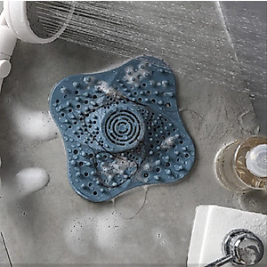 Drain Strainer, Hair Catcher, 2022 Design Anti Clog-Free, Bathroom Bathtub Shower Kitchen Sink Floor Drain, Tub Rubber Stopper, Pet Fur Food Basket, Flexible Silicone, White Black Blue, Standard