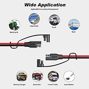 Kewig SAE Extension Cable 16AWG SAE to SAE Extension Cable Quick Disconnect Wire Harness SAE Connector for Solar Panel Battery Motorcycle Cars Tractor (13FT)