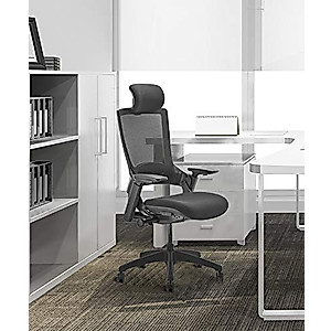 CLATINA Ergonomic High Swivel Executive Chair with Adjustable Height Head 3D Arm Rest Lumbar Support and Upholstered Back for Home Office Black Mesh/High Back