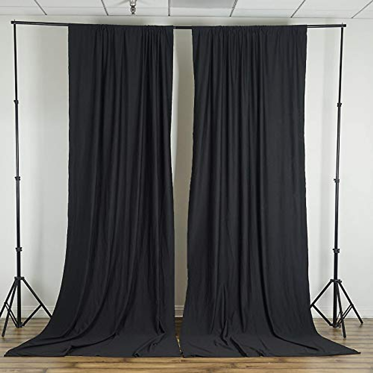 BalsaCircle 10 ft x 10 ft Black Polyester Photography Backdrop Drapes Curtains Panels - Wedding Decorations Home Party Reception Supplies