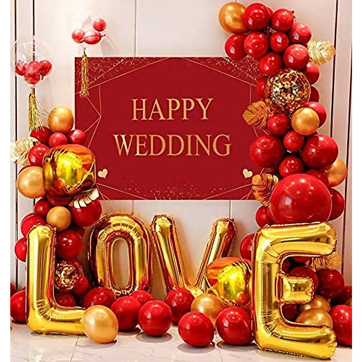 QUAXTAL 120Pcs Red and Gold Balloons Birthday Party Decorations, Ballons Balloon Garland Kit, Wedding Engagement Propose Valentine's Day Happy Anniversary New Year Gold,red