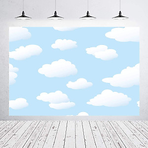 Blue Sky White Cloud Backdrop Birthday Party Backdrops Kids Photography Background Shooting Studio Props 7x5ft