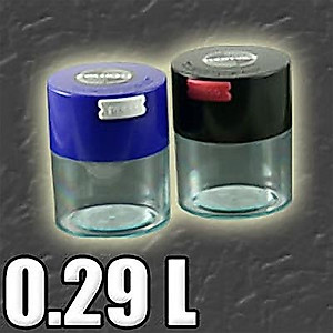 Tightvac - 1/2 oz to 3 ounce Airtight Multi-Use Vacuum Seal Portable Storage Container for Dry Goods, Food, and Herbs - Black Cap & Clear Body