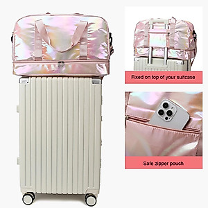 Sports Gym Bag with Shoes Compartment & Wet Pocket, Waterproof Overnight Bag Travel Bag Gymnastic Bag Dance Bag for Girl, Weekend Bag for Women (blue)