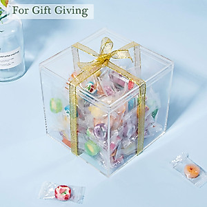 Clear Acrylic Boxes for Storage, Yeeco Acrylic Storage Cube Containers with Lids, Square Boxes in 4.7”×4.7”×4.7” Inches for Candy, Cotton Ball, Beads, Tiny Arts, Watches, Earring, Cosmetics, 4 Pack