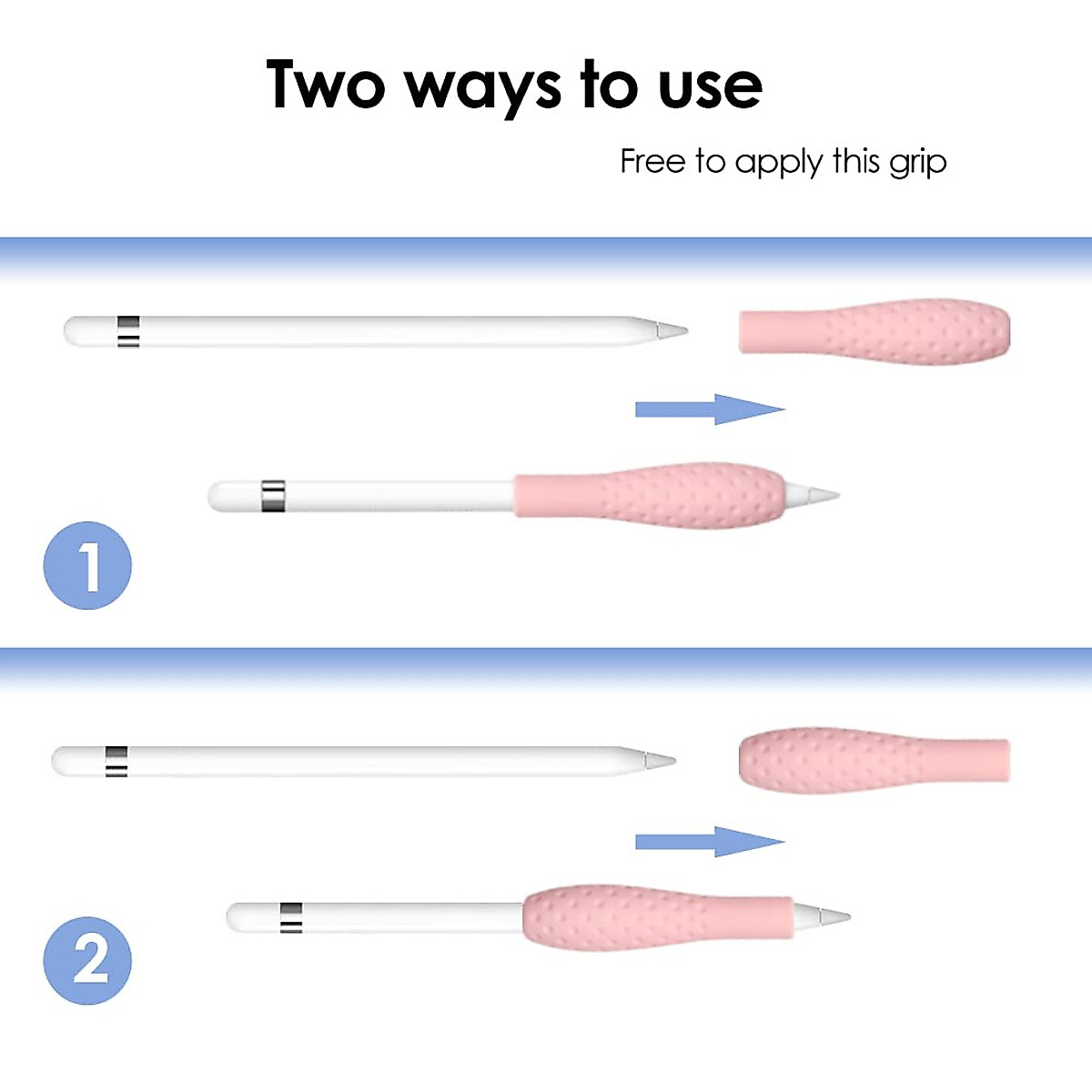 ProElife Ergonomics Grip Holder Silicone Protective Sleeve Cover for Apple Pencil 1st 2nd Generation iPad Pro 11'' 12.9'' 2021/2020/2018 Stylus Accessories Kits (Pink)