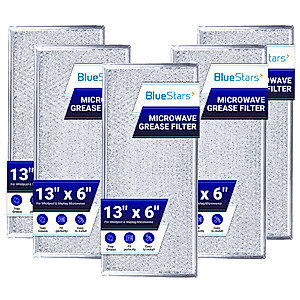BlueStars 5-Pack W10208631A Microwave Grease Filter Replacement 5.78 x 12.91 Aluminum Mesh Screen Grease Filters - Compatible with Whirlpool G.E Microwaves
