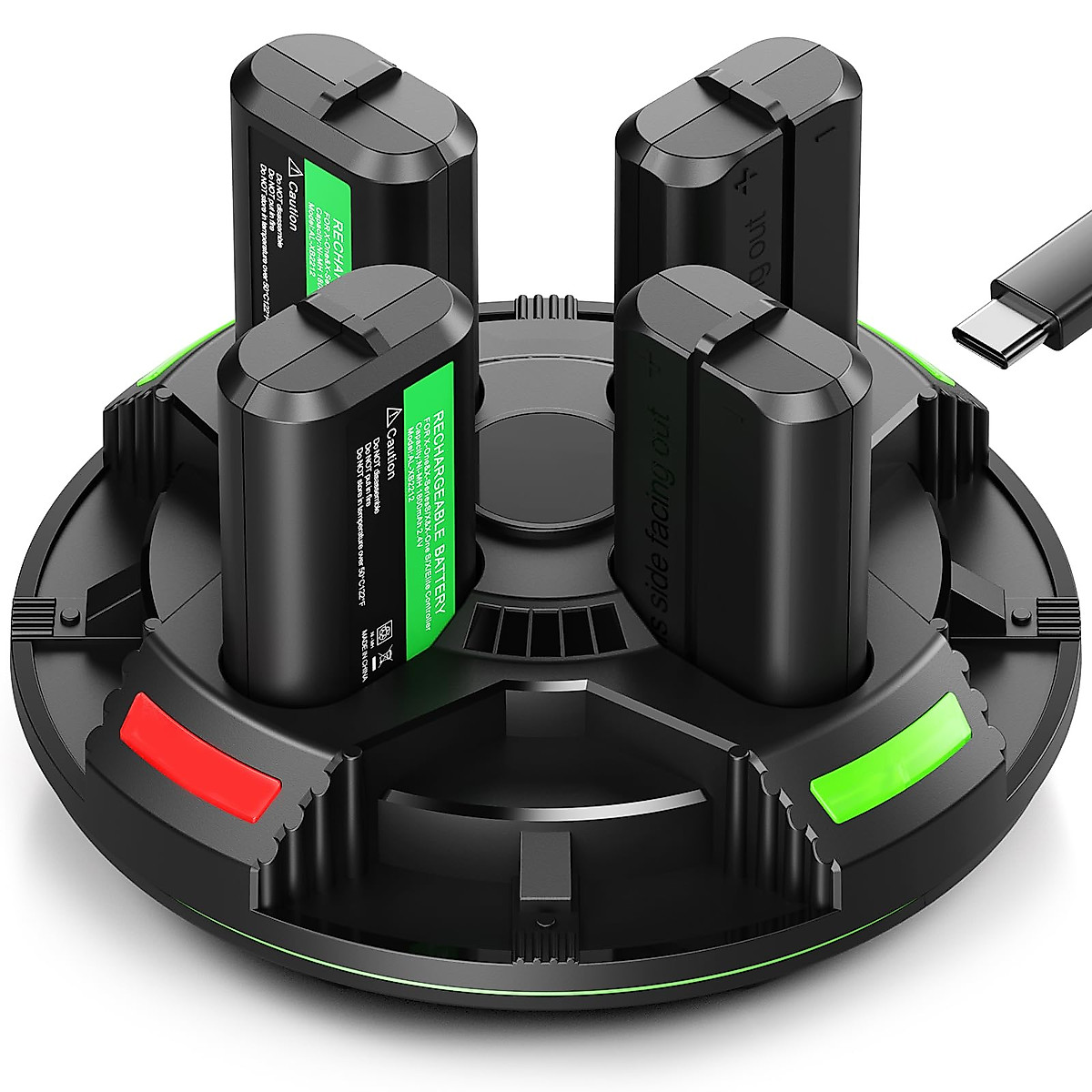 MAMPO 4x1800mAh Rechargeable Battery Pack for Xbox Controller, Xbox Battery Pack Charger Station, Compatible with Xbox Series X/S, Xbox One Elite, Xbox One X/S, Xbox One