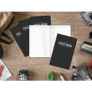 Elan Publishing Company Field Notebook / Pocket Journal - 3.5"x5.5" - Black - Lined Memo Book - Pack of 5