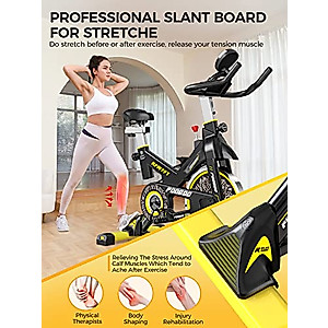 pooboo Indoor Cycling Bike, Belt Drive Indoor Exercise Bike Stationary LCD Monitor with Ipad Mount ＆Comfortable Seat Cushion for Home Cardio Workout Cycle Bike Training