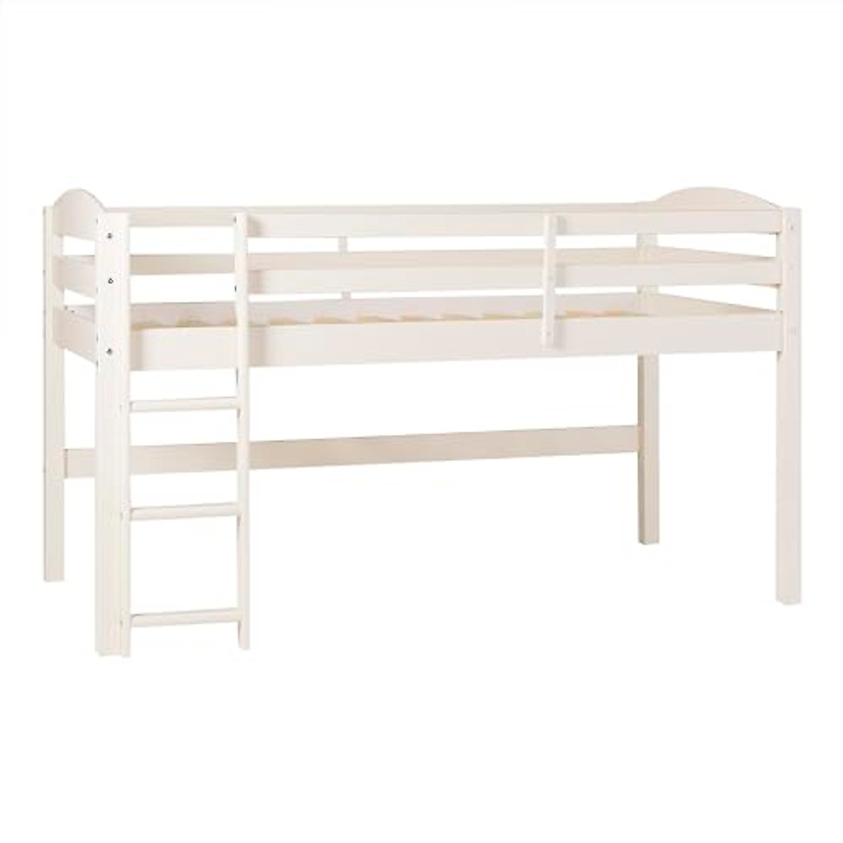 Walker Edison Della Classic Solid Wood Twin over Wood Loft Bunk Bed, Twin Size, White