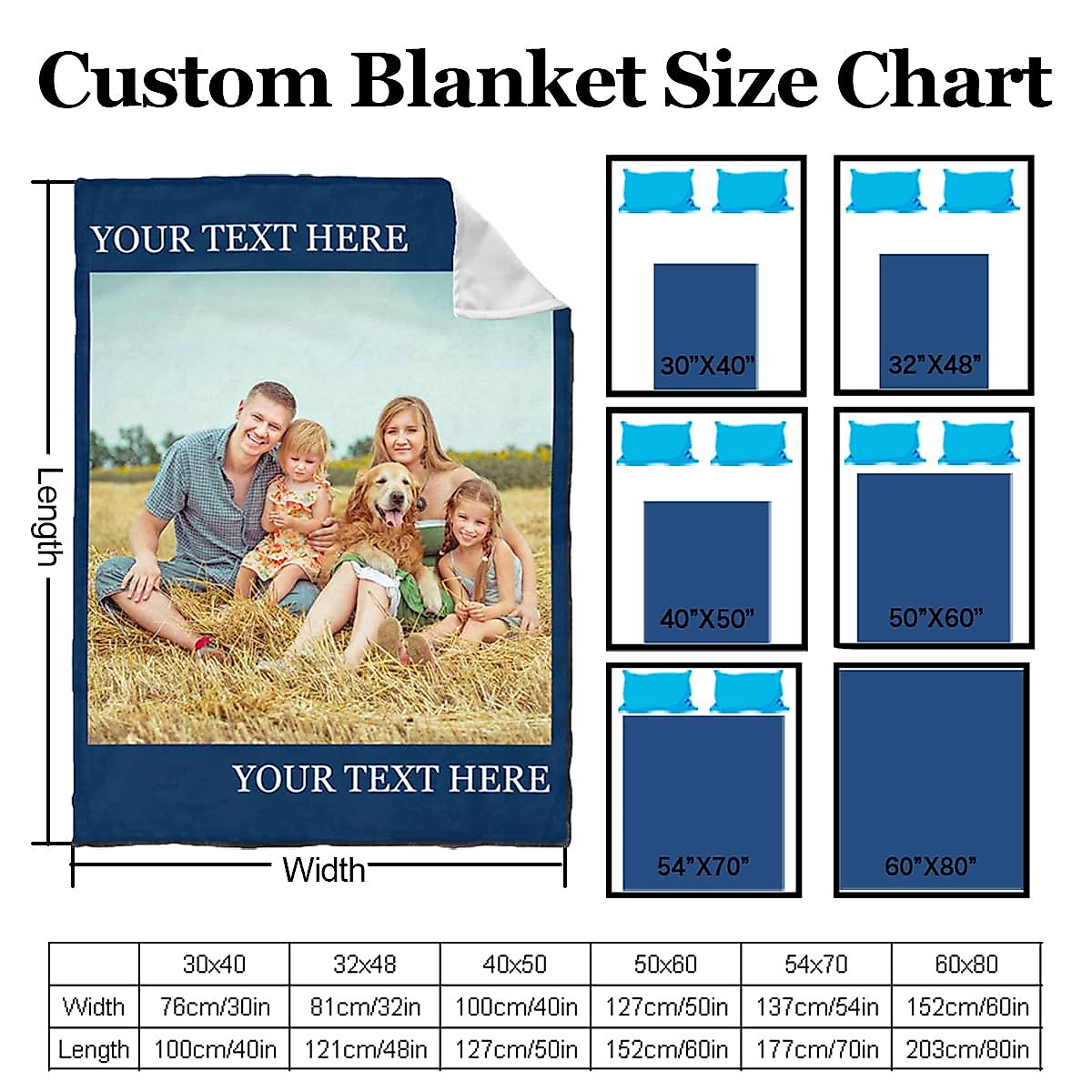InterestPrint Custom Photo Blanket, Personalized 8 Photo White Bed Blanket for Men Women, Birthday Christmas Halloween