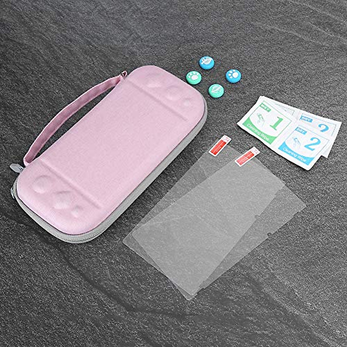Mxzzand Game Host Accessory Protection Storage Bag for Switch(pink, Polar Animals)