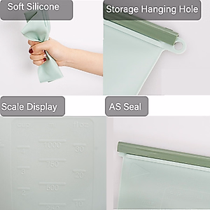 WanLann Reusable Silicone Ziplock Bags -Large Capacity Silicone Ziplock Bag 34OZ Convenient Storage and Microwave Safe (White)