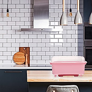 Cabilock Baby Bottle Drying Rack with Anti- Cover Nursing Bottle Storage Box Plastic Tableware Box Organizer Portable Countertop Dryer for Tea Cup Coffee Mug Bowl