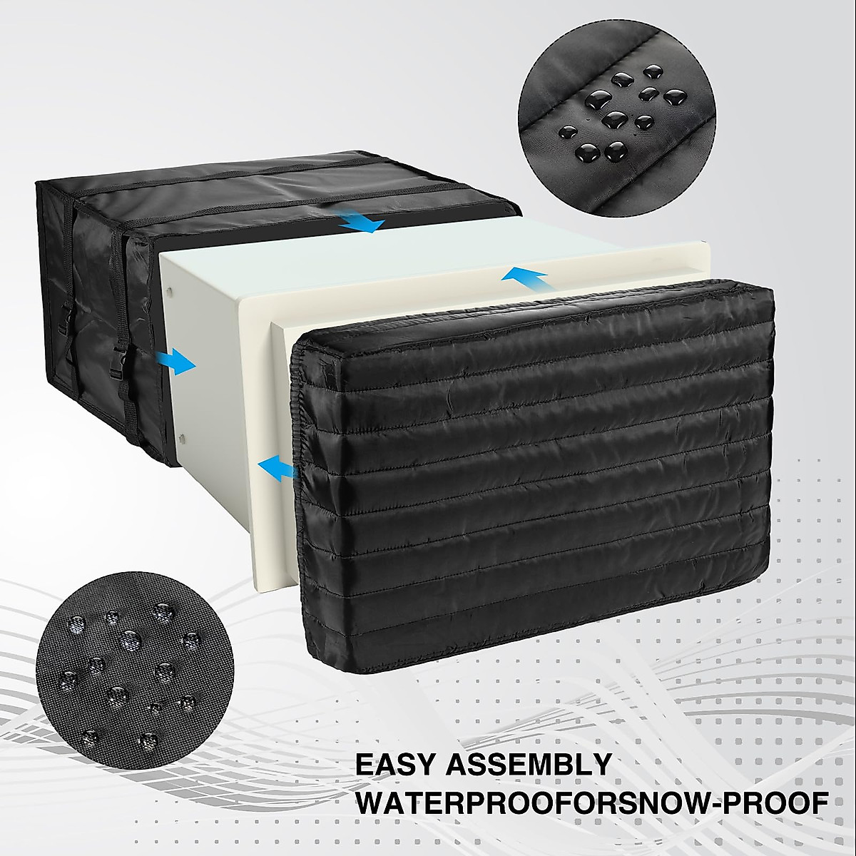 Windyun 2 Pack Window Air Conditioner Cover Ac Covers for Inside and Outside Adjustable Dust Proof Waterproof Ac Shade for Outside Unit for Winter Accessories, Black (21x14 In, 21x15x16 In)