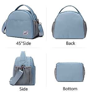 Lunch Bag Insulated Cooler Bag for Women Nylon Waterproof Lightweight Lunch Box Organiser (Dusty blue)