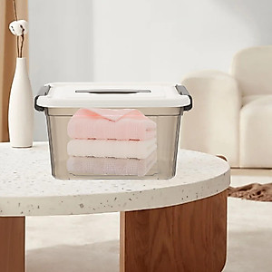 PRETYZOOM Storage Bins with Lids Tote Organizer Makeup Container Sundries Storage Bin Plastic Bins for Storage Clear Storage Case Stackable Tote Container Boxes PP Office Books Plastic Box