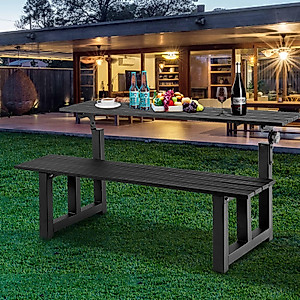 Ajikgn Aluminum Outdoor Convertible Bench Black, Total 400 LBS Load Capacity Bench Light Weight, All-in-one Table & Bench, Multi-Functional Outdoor Bench/Work Table for Park Garden,Patio and Lounge