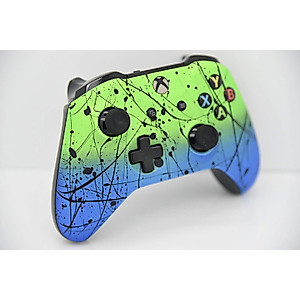 Hand Airbrushed Fade Custom Controller - Compatible with Xbox One (Matte Green & Blue)